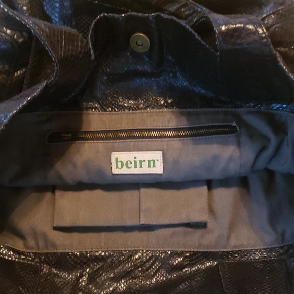 Beirn | Bags | Beirn Resort Tote Black Snakeskin Woven Pockets | Poshmark
